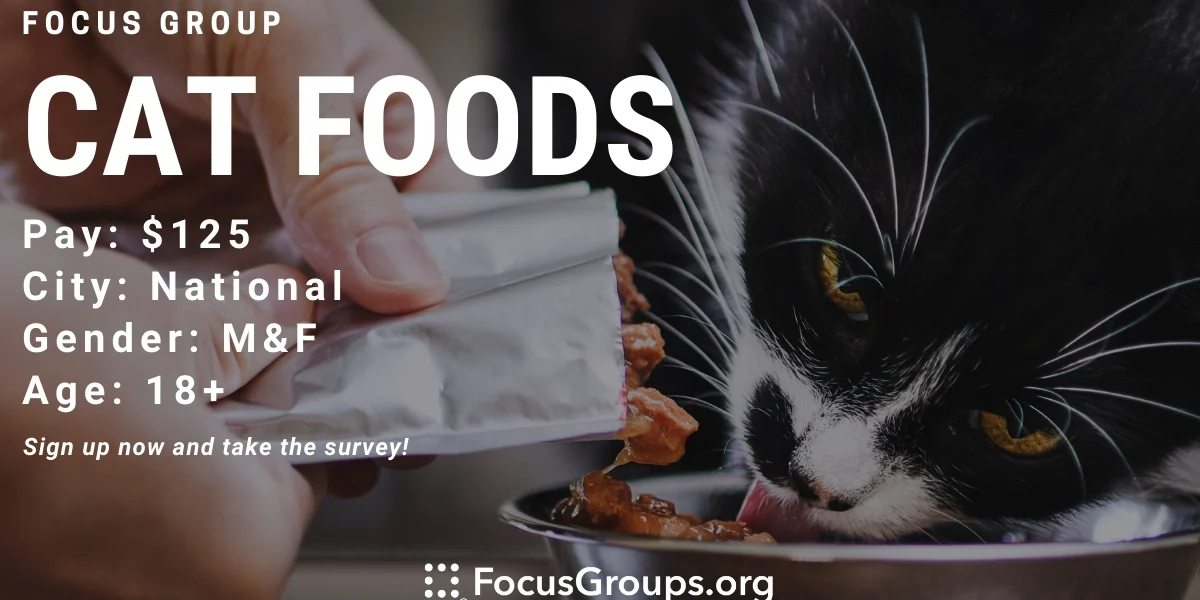 Focus Group on Cat Foods - $125 - 02/08/2023