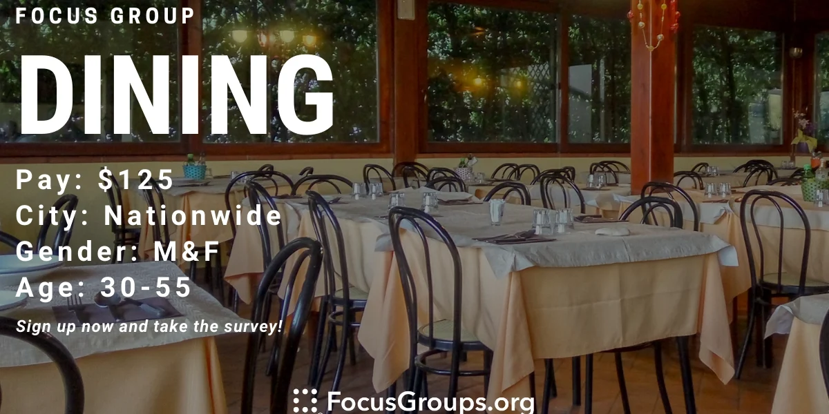 Focus Group on Dining - $125 - 07/18/2023
