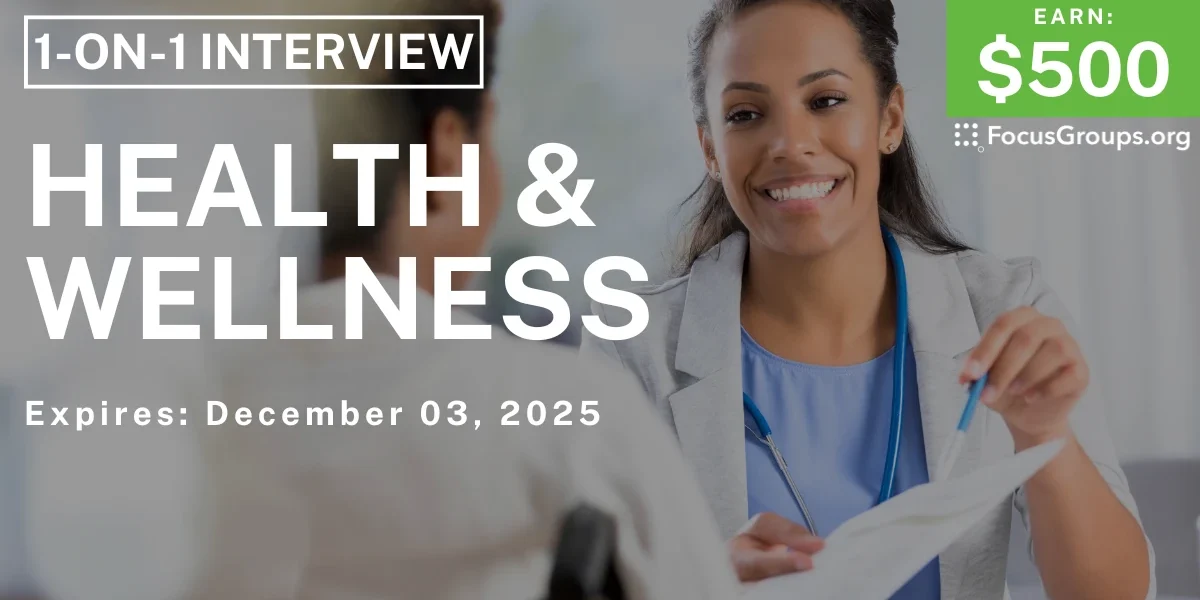 Research Study in Pittsburgh on Health & Wellness - $500