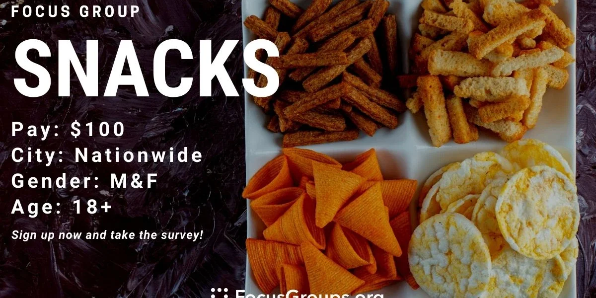 Focus Group for Parents with Kids on Snacks - $100 - 04/02/2023
