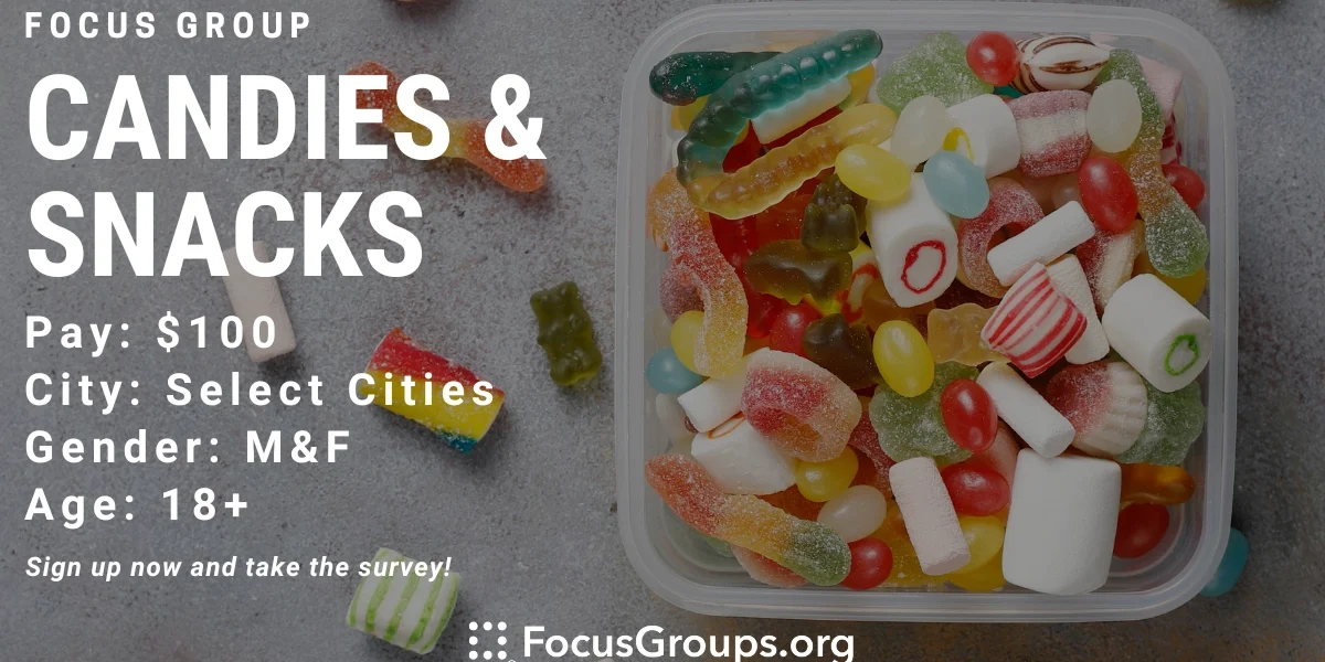 Focus Group on Candies & Snacks - $100 - 08/26/2023