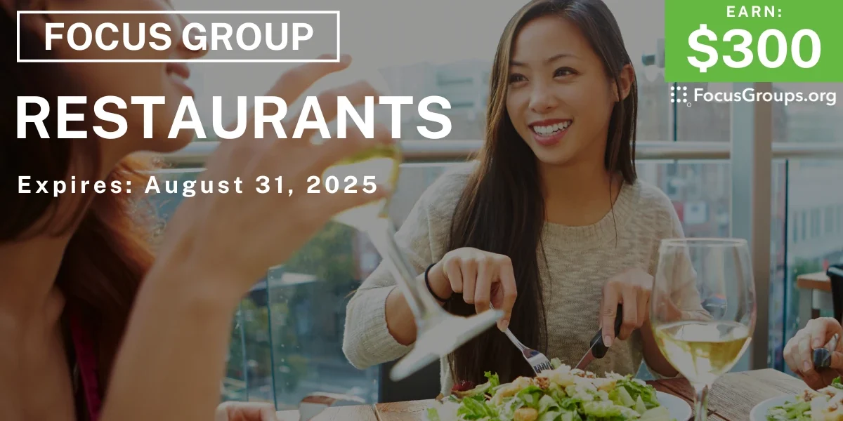 Focus Group in NYC on Restaurants - $300 - $300 - 08/18/2025