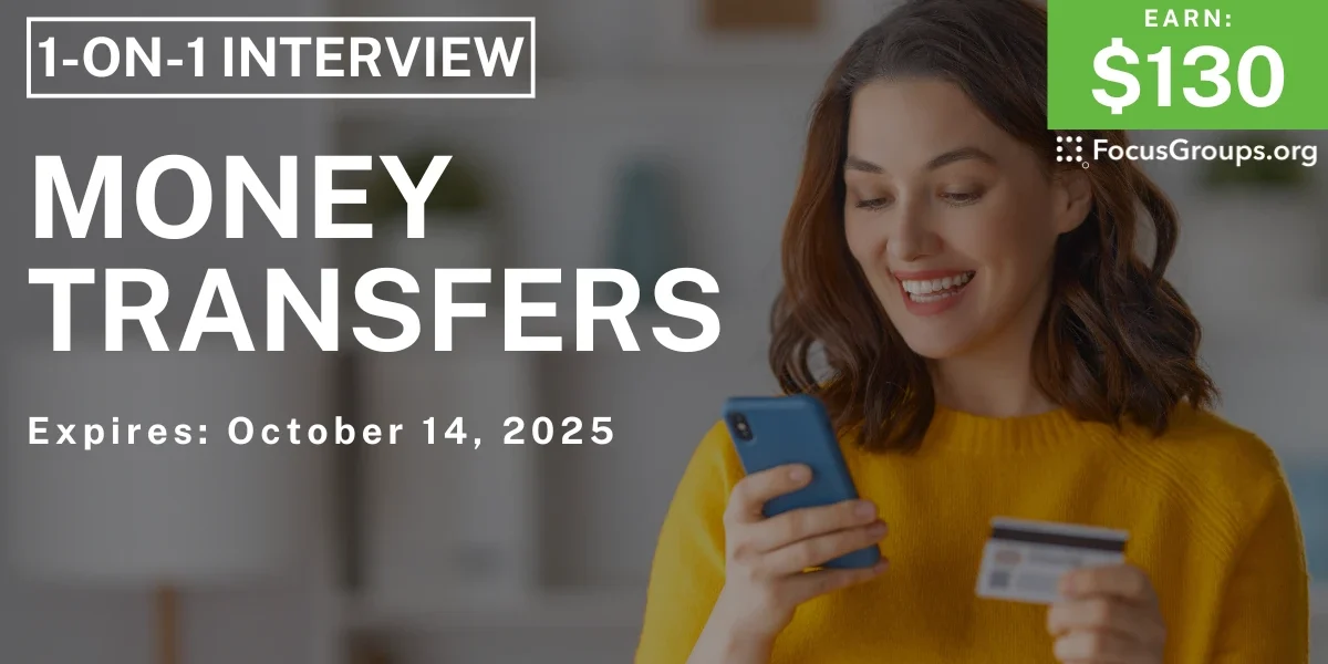 Research Study on Money Transfers - $130