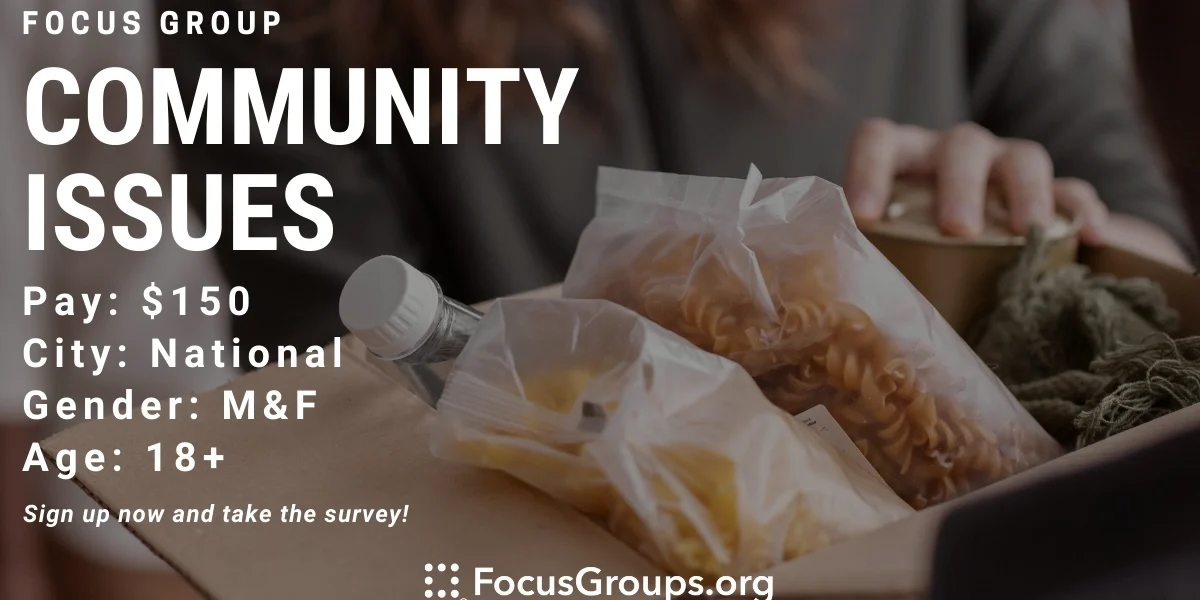 Focus Group on Community Issues - $150 - 02/16/2023