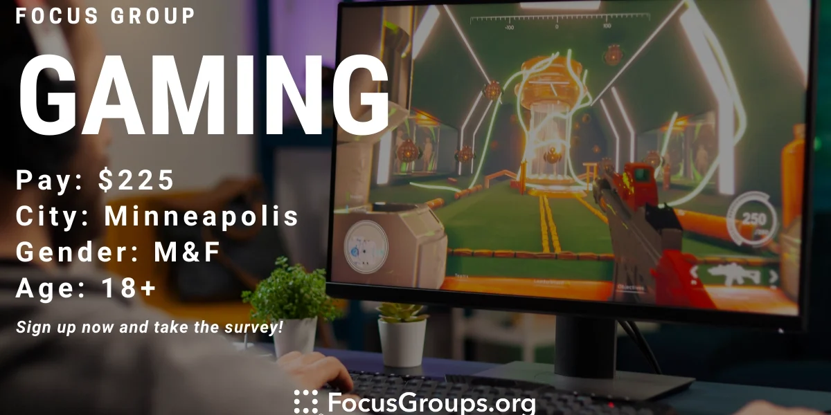 Focus Group for PC & Console Gamers on Gaming in Minneapolis - $225 ...