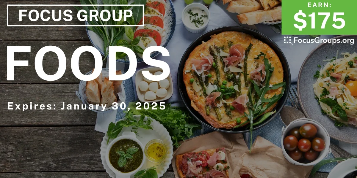 Focus Group on Foods - $175 - 01/08/2025