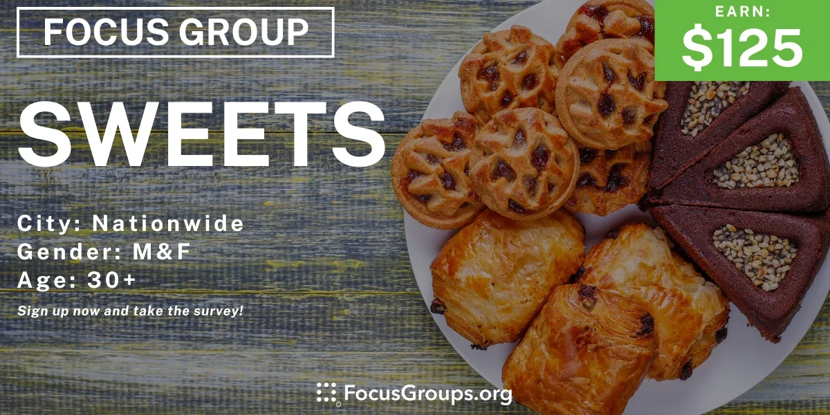 Focus Group on Sweets - $125 - 04/24/2024