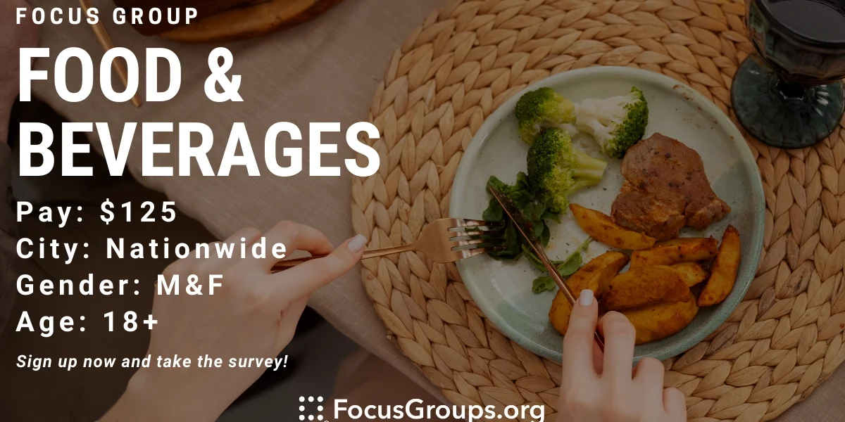 Focus Group on Food & Beverages - $125 - 04/11/2023