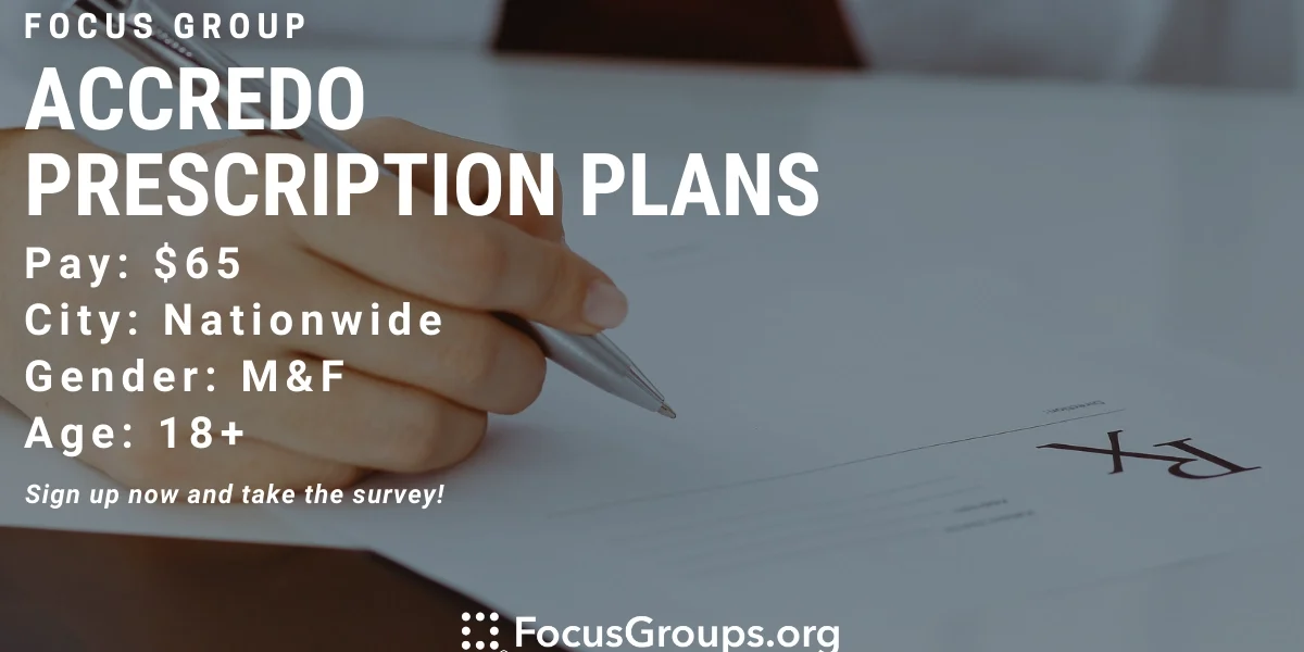Focus Group on Accredo Prescription Plans - $65 - 11/08/2022