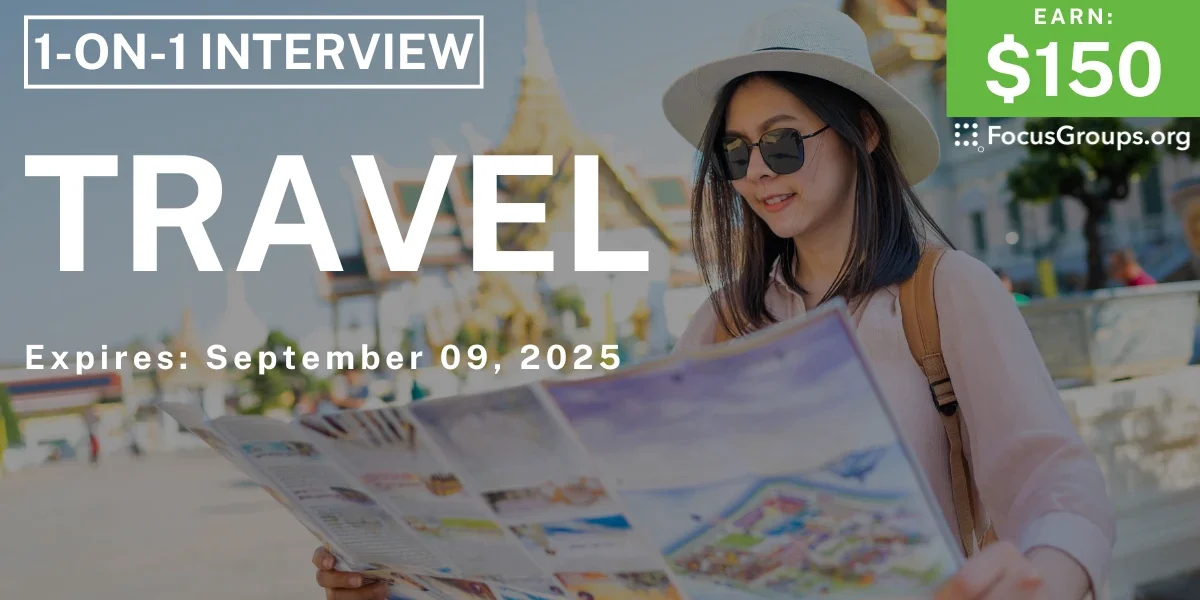 Research Study on Travel - $150 - $150 - 08/26/2025