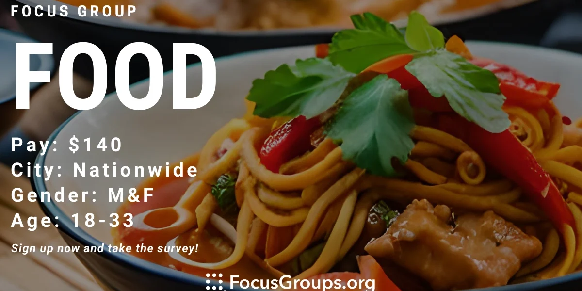 Focus Group on Food - $140 - 08/13/2023
