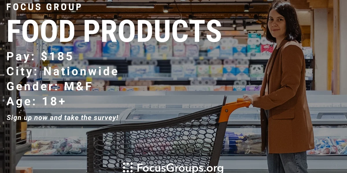 Focus Group on Food Products - $185 - 11/08/2022