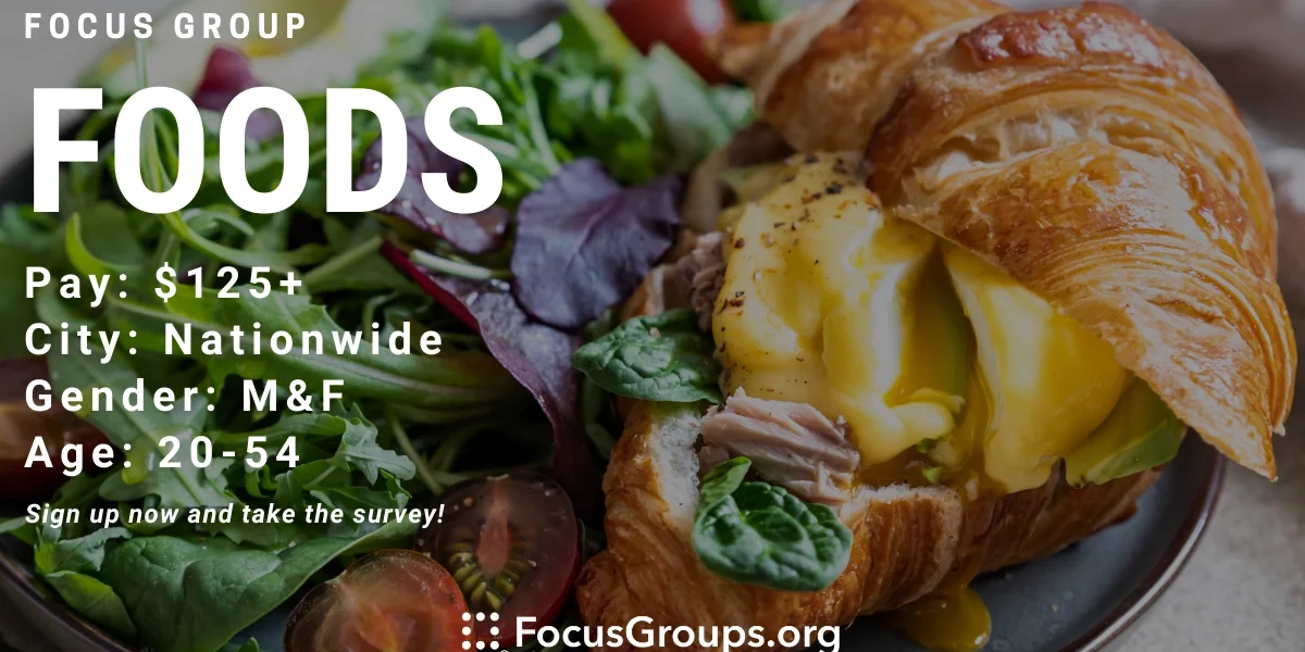 Focus Group on Foods - $125 and up - 05/17/2022