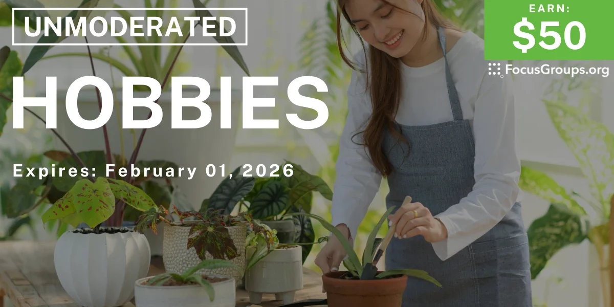 Research Study on Hobbies - $50
