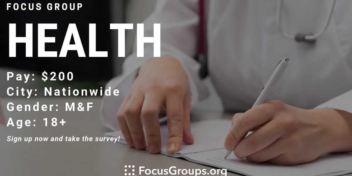 Focus Group on Health - $200 - 05/03/2023