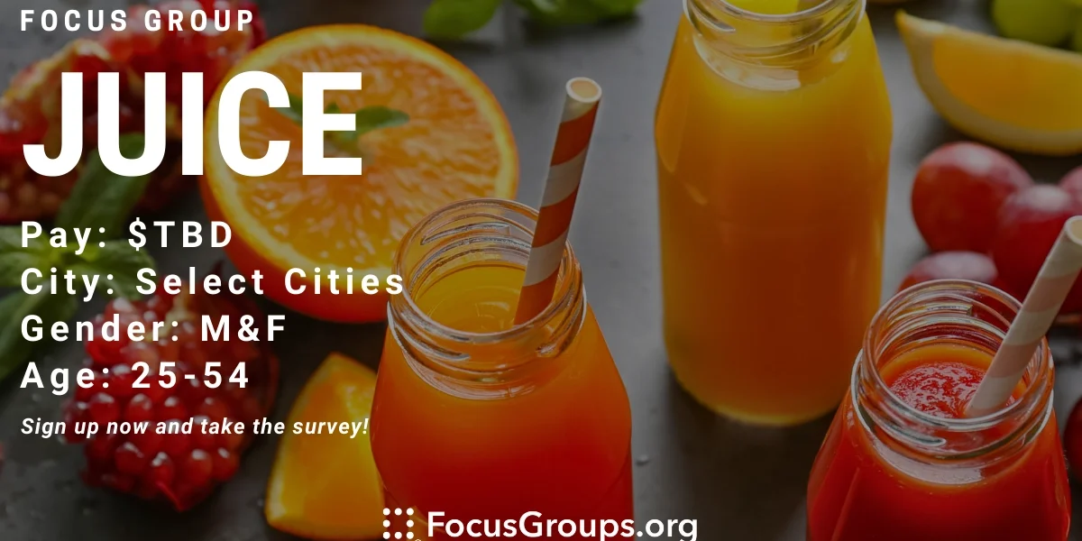 Focus Group for African Americans on Juice - TBD - 06/07/2023