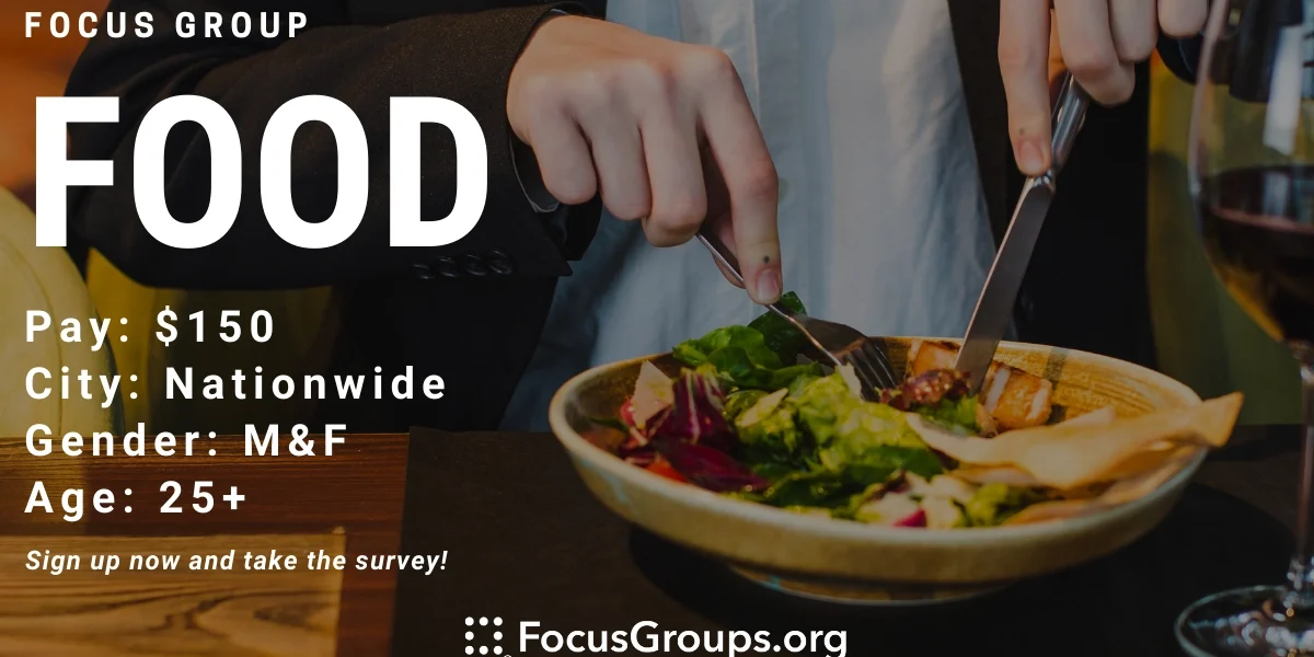 Focus Group on Food - $150 - 08/13/2023