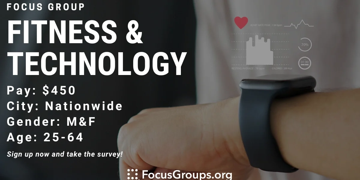 Focus Group on Fitness & Technology - $450 - 10/26/2023