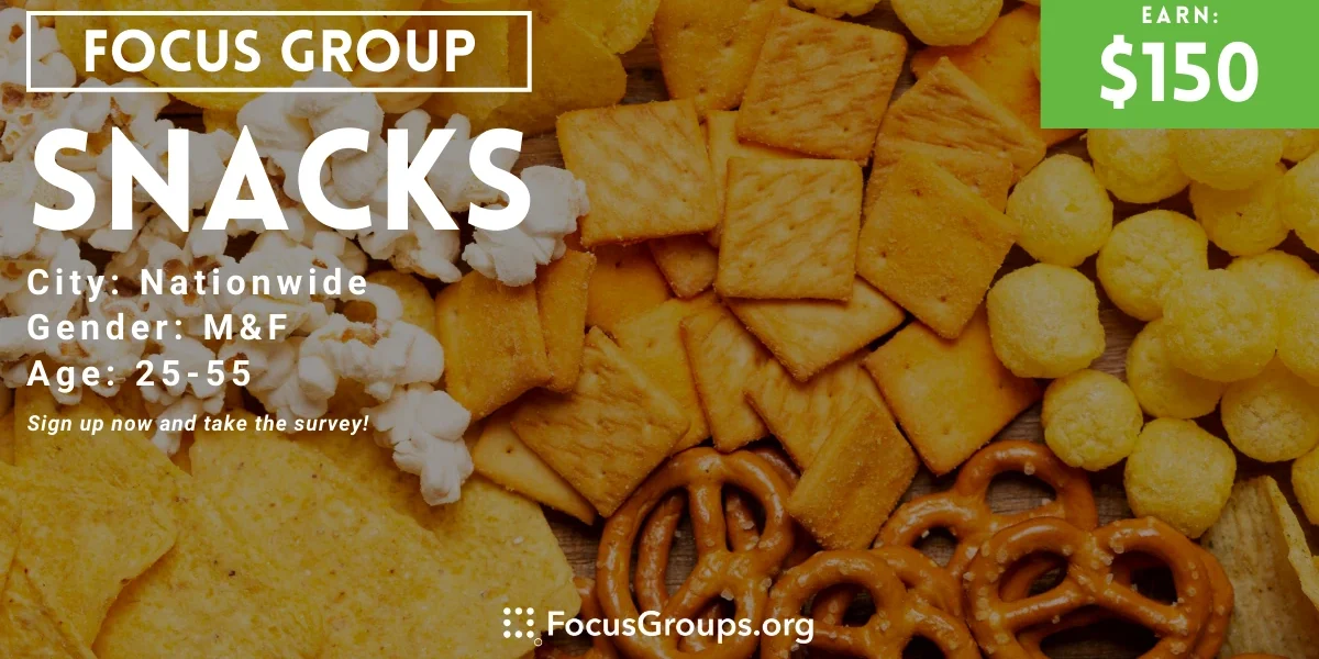 Focus Group on Snacks - $150 - 01/31/2024