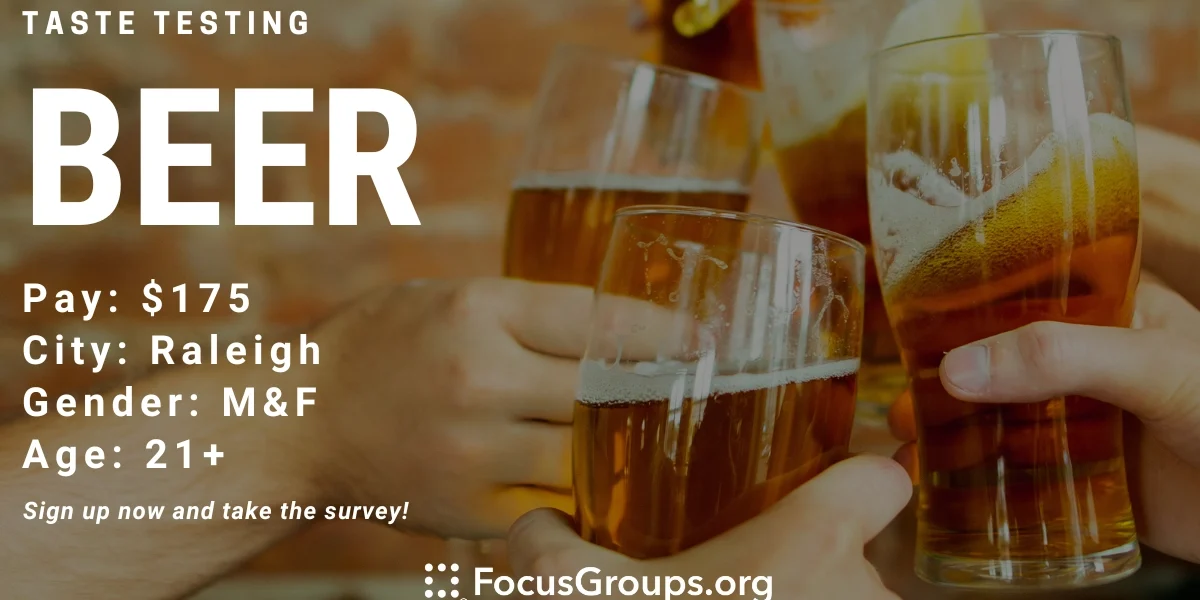 Taste Test on Beer in Raleigh - $175 - 10/12/2023